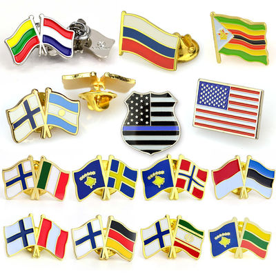 Soft Enamel Metal Pin Badges Custom Country Flag Pin Badge